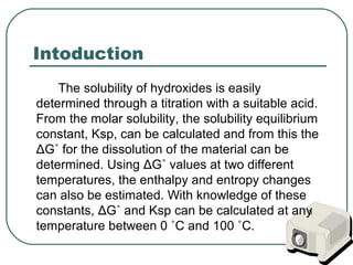 Thermodynamics quantities of calcium hydroxide | PPT