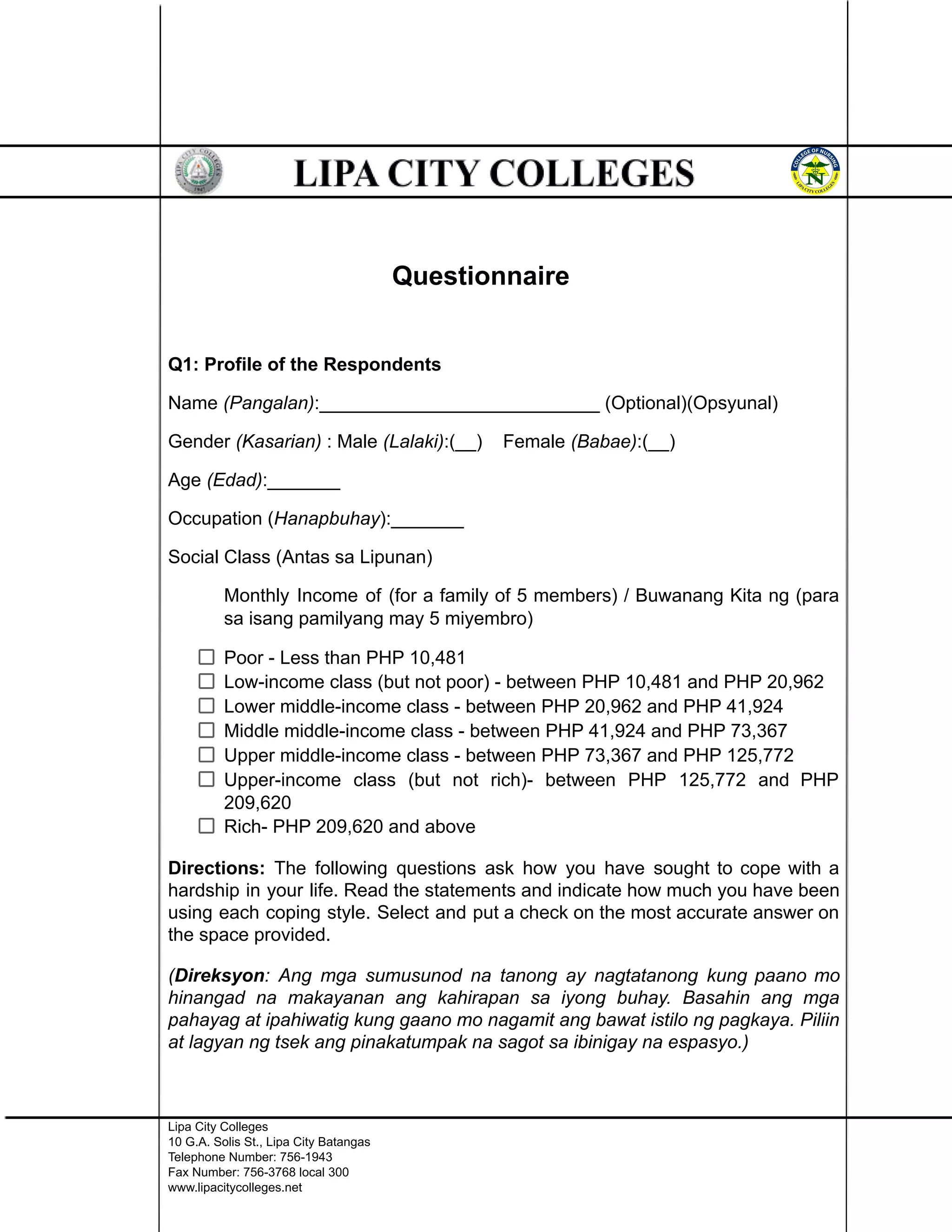 Group 2-Questionnaires.pdf | Medical Health