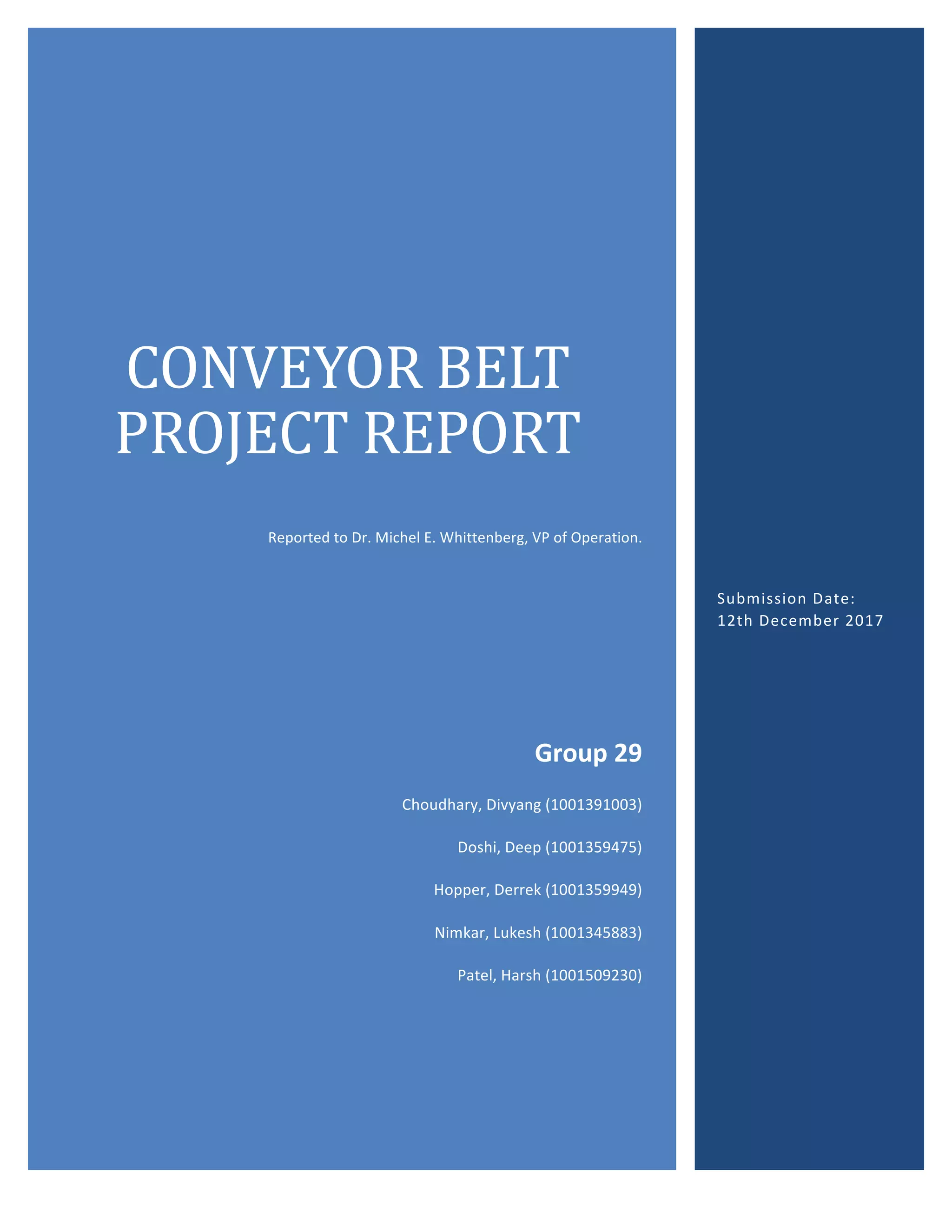 CONVEYOR BELT PROJECT REPORT | PDF