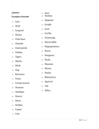 GROUP 2 Activity- Examples of Animals.docx