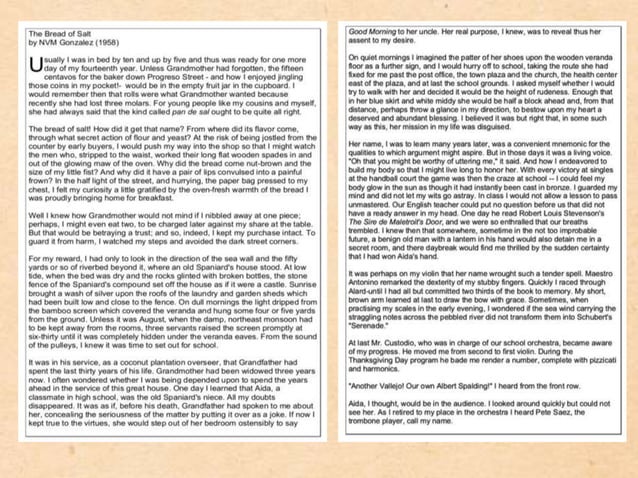 Bread of Salt by N.V.M Gonzales | PPTX | Music | Entertainment