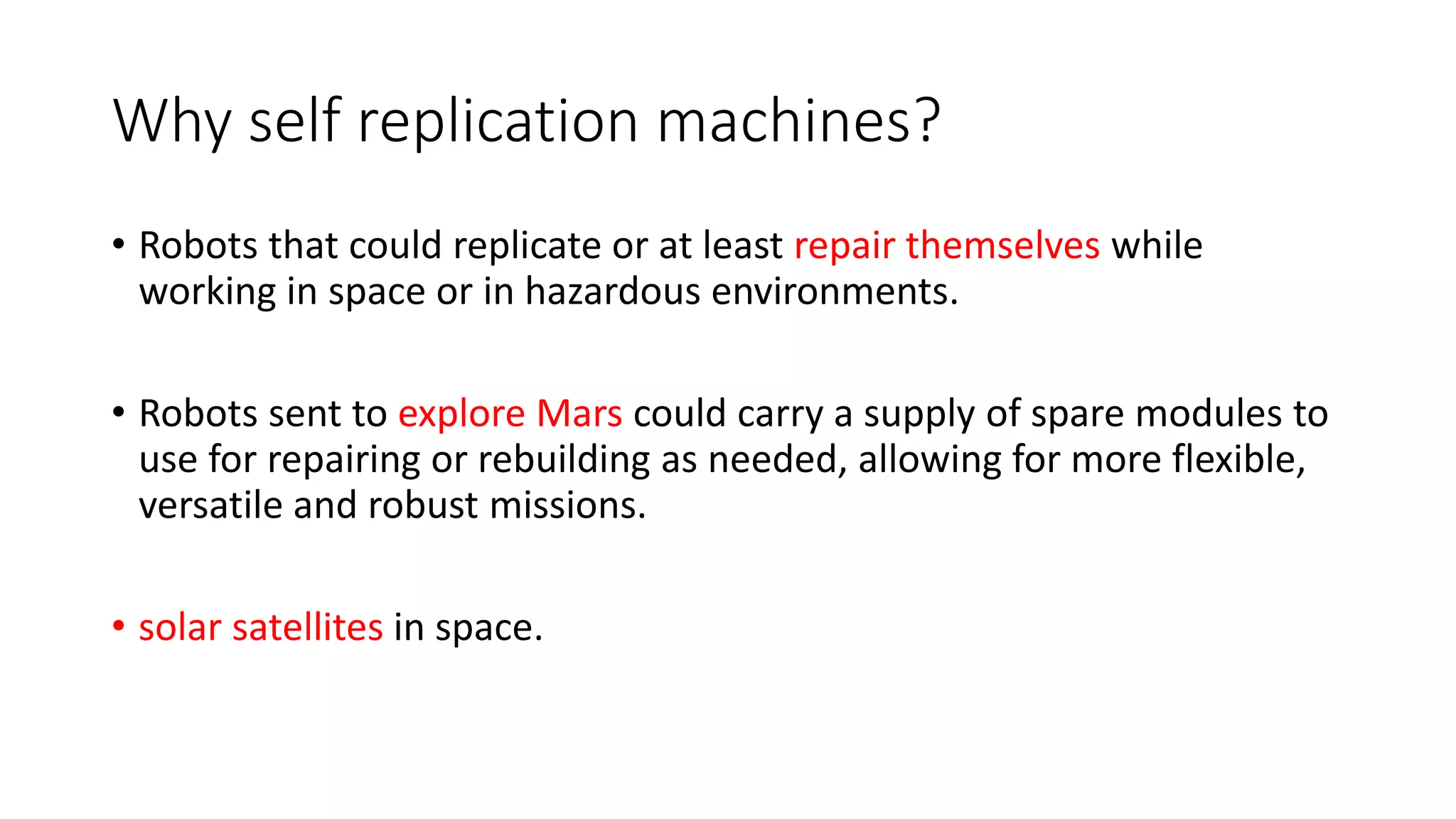 Electromechanical Self Reproduction | PPT