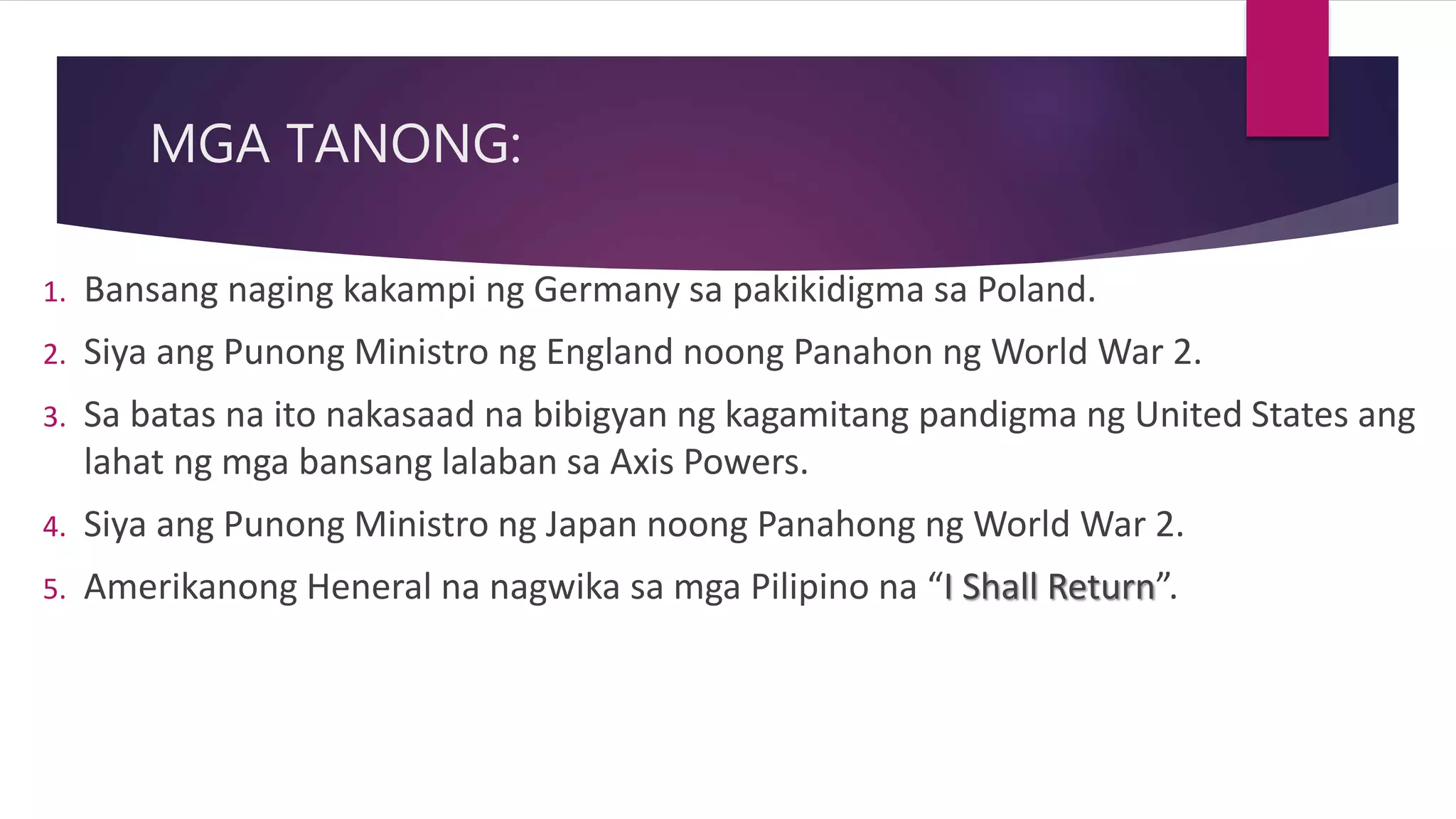Ikalawang Digmaang Pandaigdig | PPTX