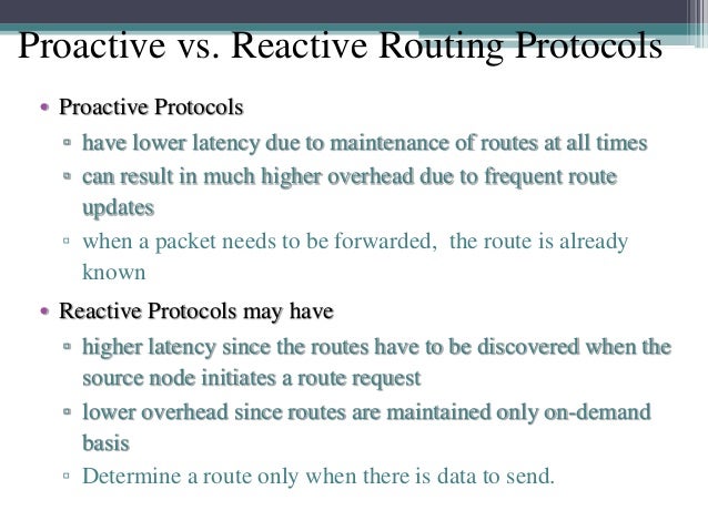 Proactive And Reactive Routing Comparisons