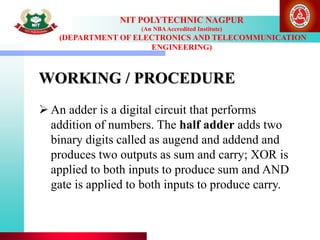 SIMULATE AND CIRCUIT ON GENERAL PURPOSE PCB OF HALF ADDER.pptx