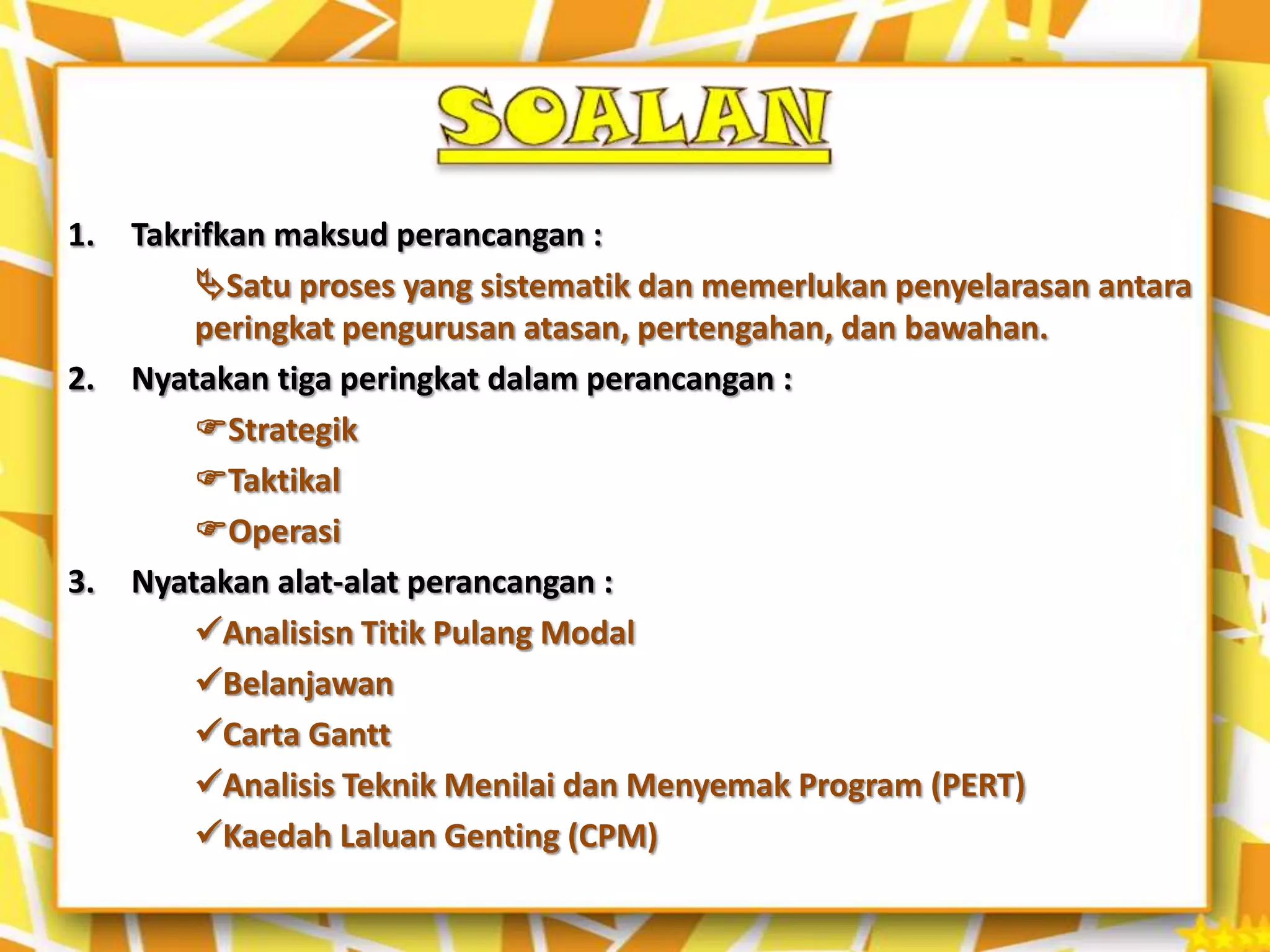 BAB1:PENGURUSAN(1.3 Perancangan) | PPTX