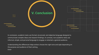 the difference between academic and non academic text | PPTX