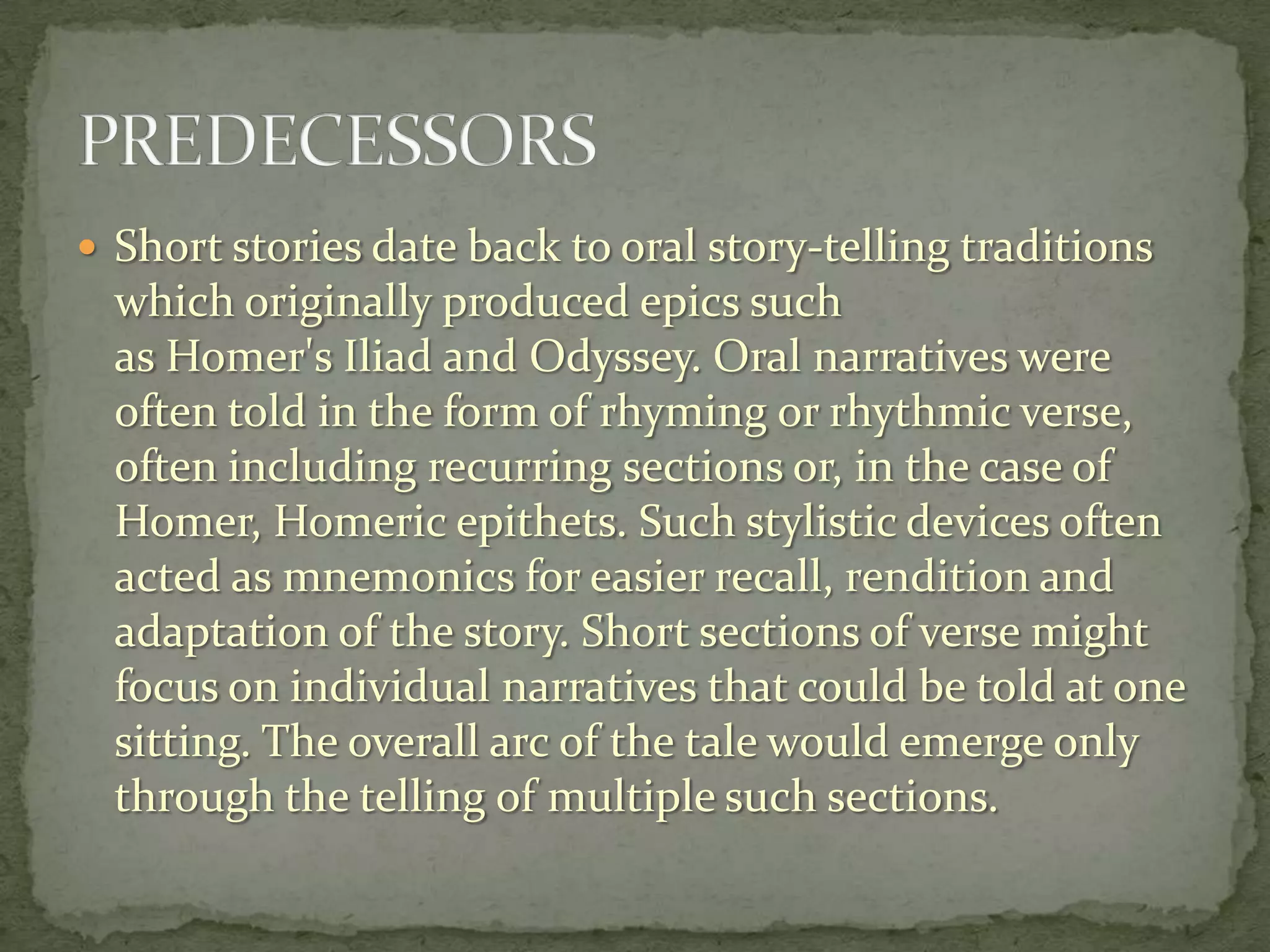SHORT STORY FROM HISTORY TO ELEMENTS | PPTX