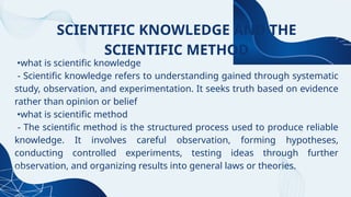 Understanding Scientific Knowledge, Methods, and Epistemology ...