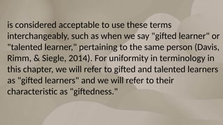 TYPES, CHARACTERISTICS, AND IDENTIFICATION OF GIFTED AND TALENTED ...