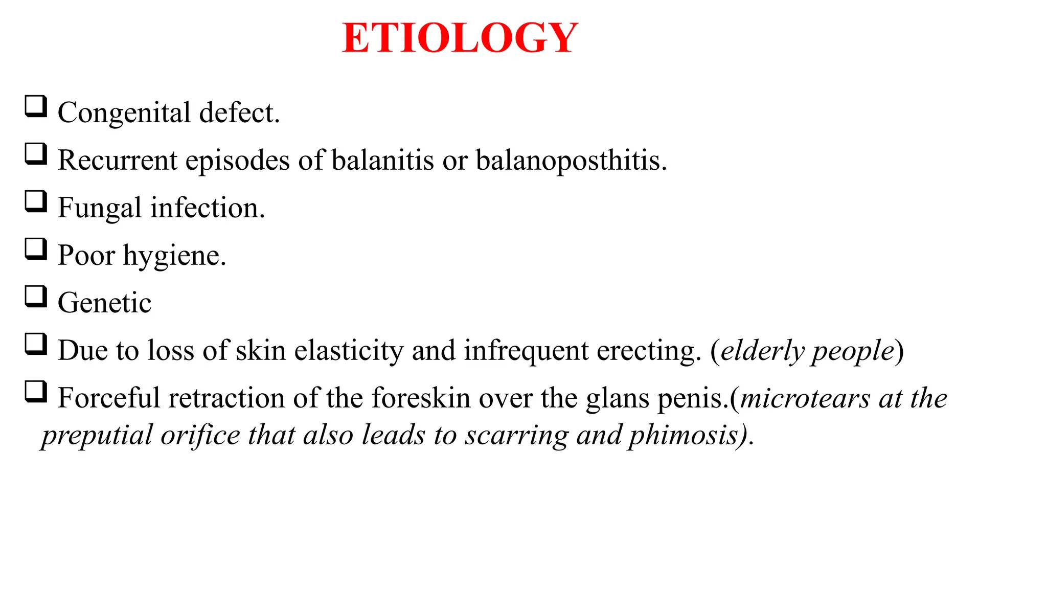 Presentation on Phimosis, Paraphimosis, Balanitis, Varicocele, and ...