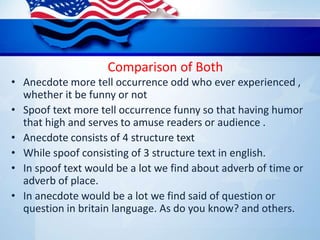 CONTOH SPOOF TEXT AND ANECDOTE TEXT WITH ANALYSIS | PPTX