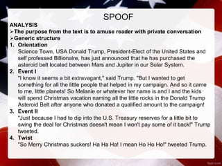 CONTOH SPOOF TEXT AND ANECDOTE TEXT WITH ANALYSIS | PPTX