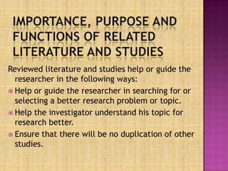 Related Literature and Studies | PPTX