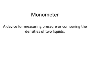 Report on Barometer manometer and its types | PPTX