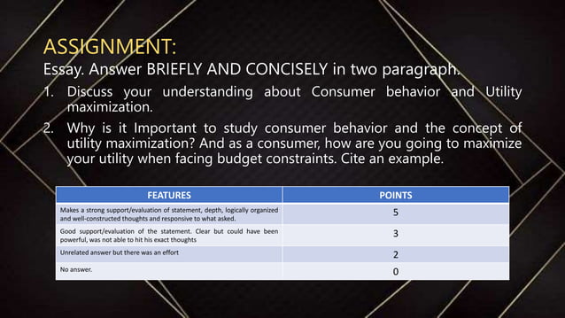 consumer behavior and utility maximization | PPTX | Business | Business ...