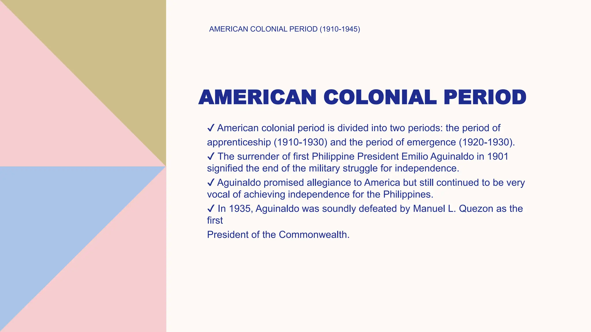 American colonial period (1910-1940) pdf | PPTX