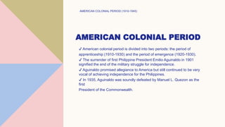 American colonial period (1910-1940) pdf | PPTX