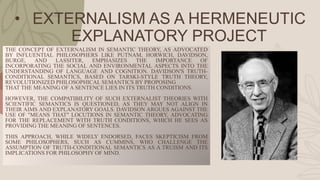 Short description about externalism with examples | PPT