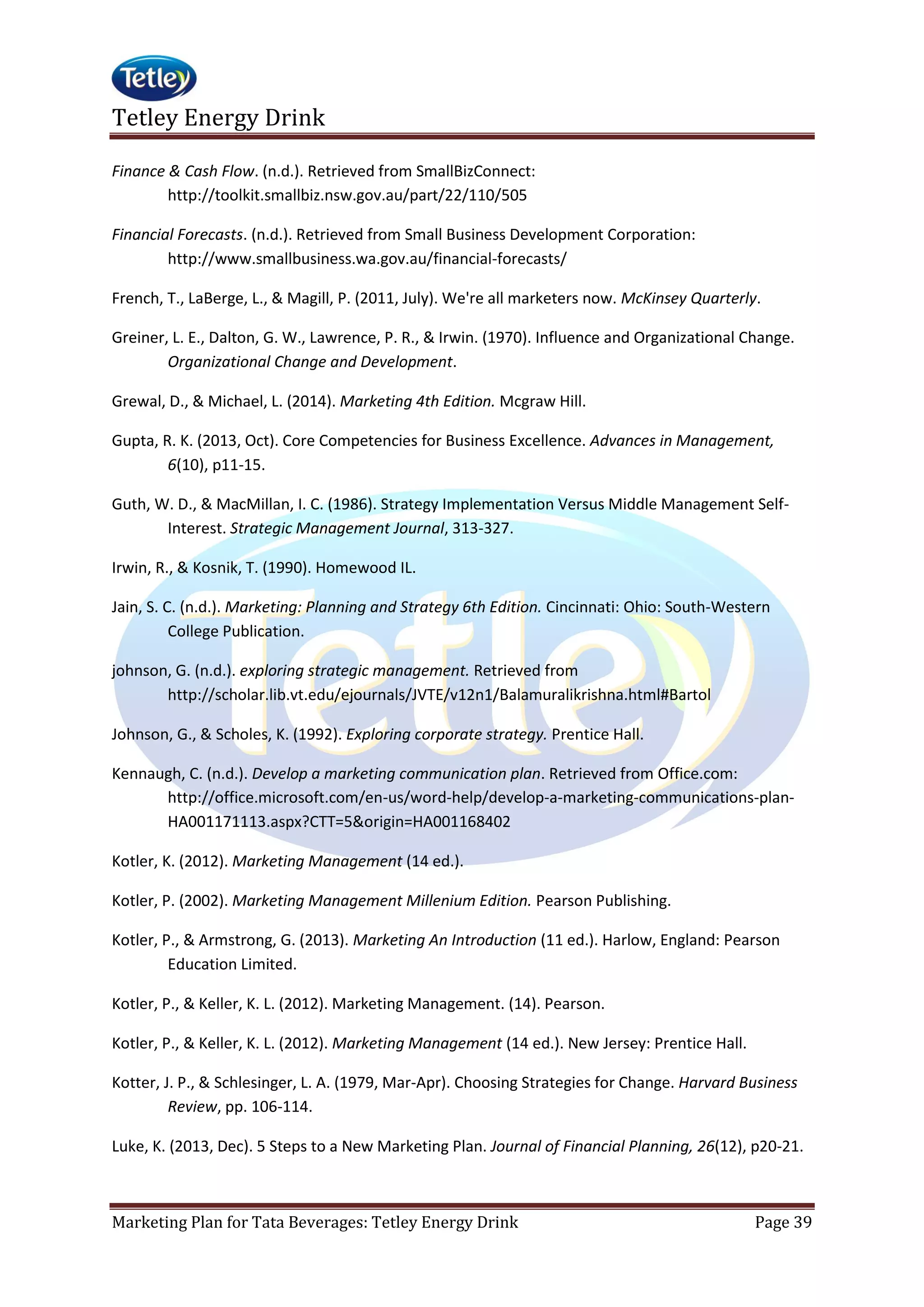 Market Plan for Tata Beverages - Tetley Energy Drink | PDF