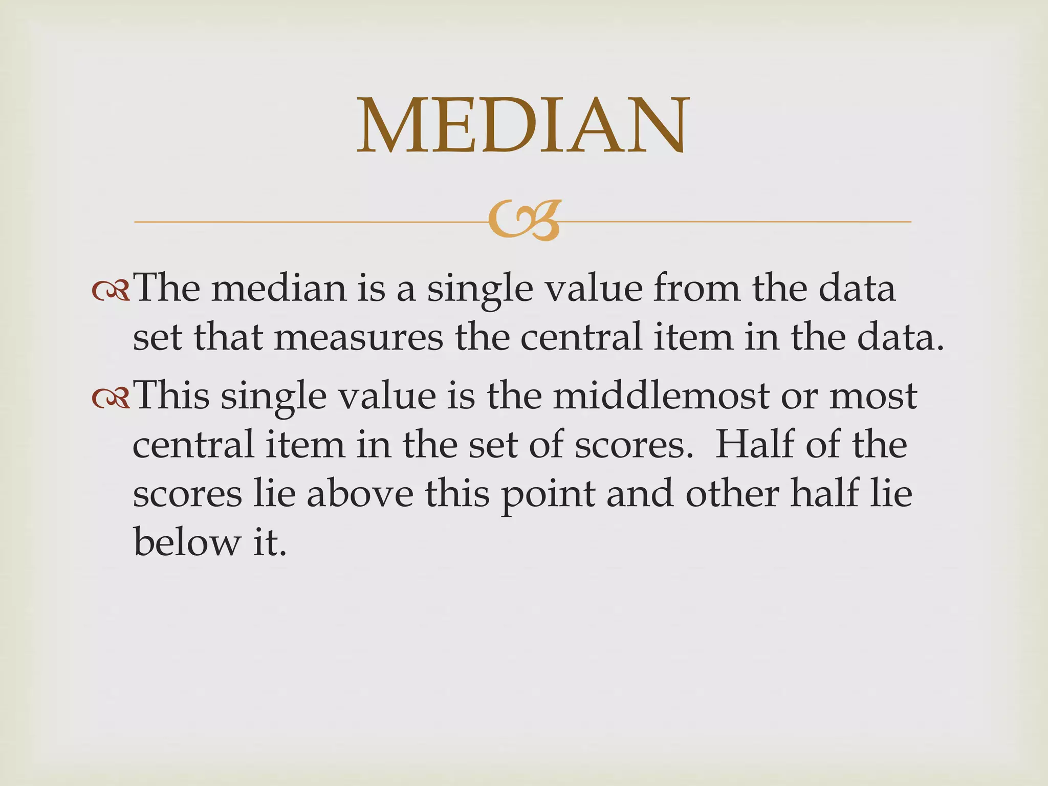 Group 3 measures of central tendency and variation - (mean, median ...