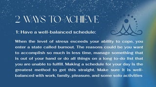 Typers of self care and 5A's to manage stress | PPTX