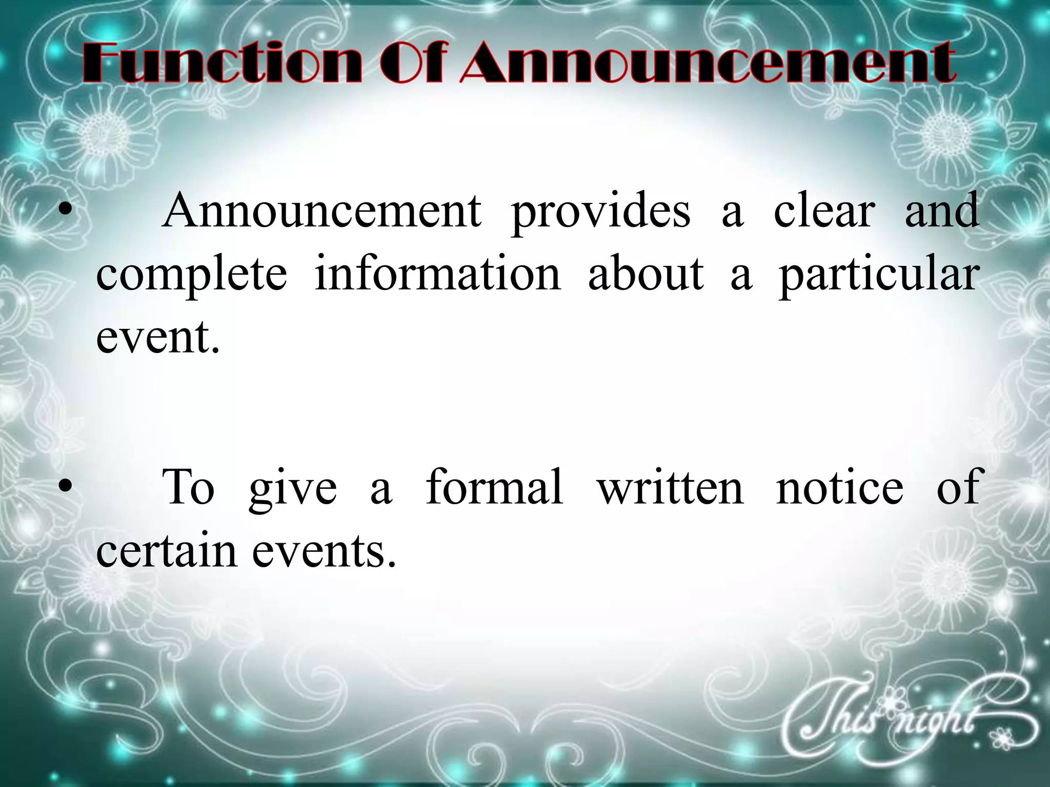 (announcement) | PPTX