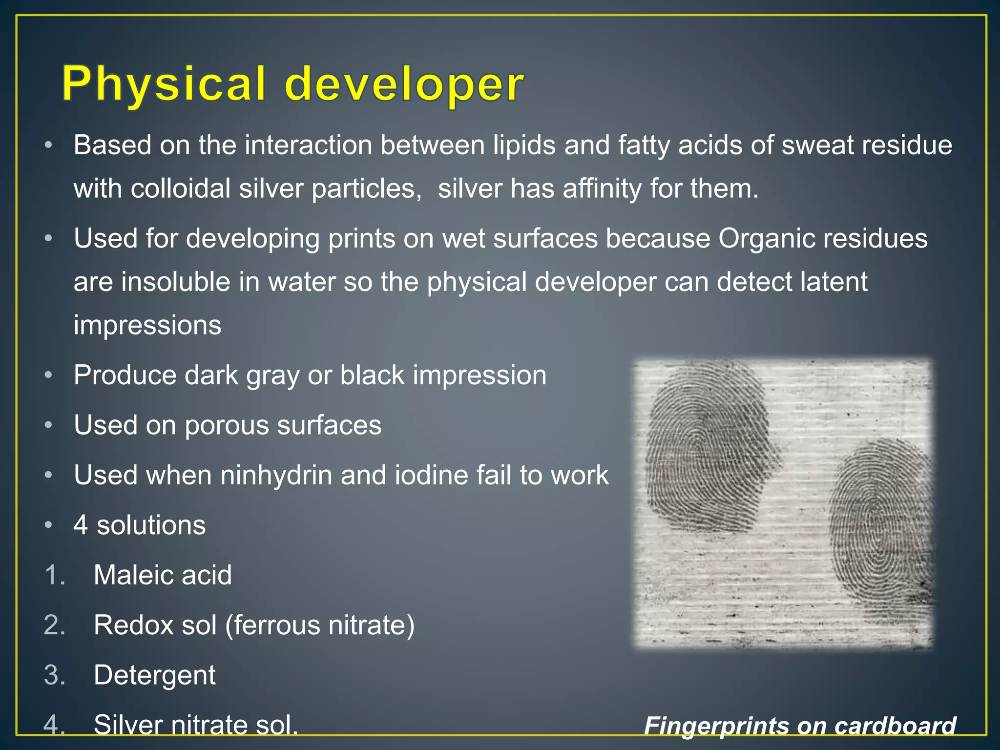 conventional methods of fingerprint development | PPTX