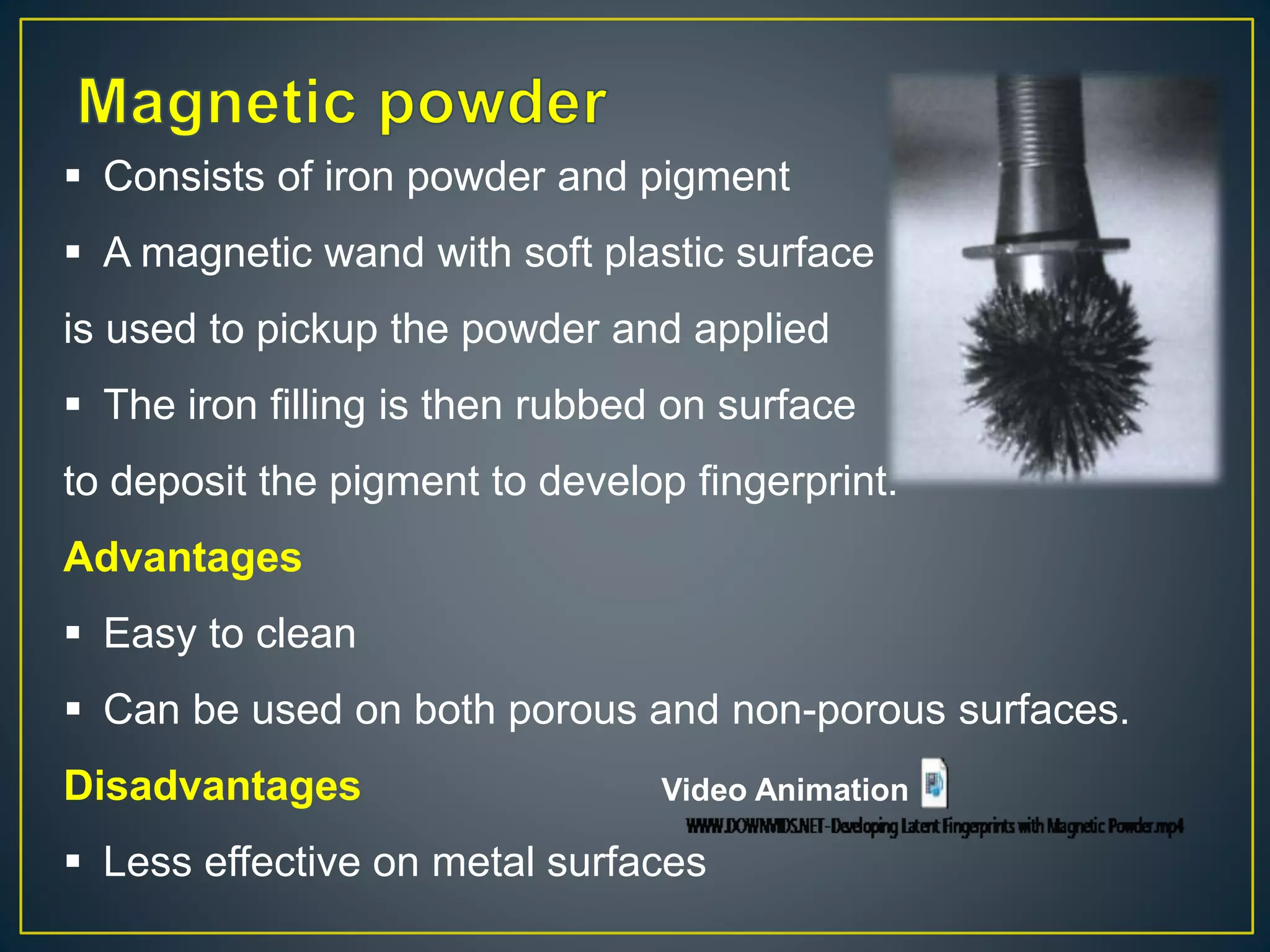 conventional methods of fingerprint development | PPTX