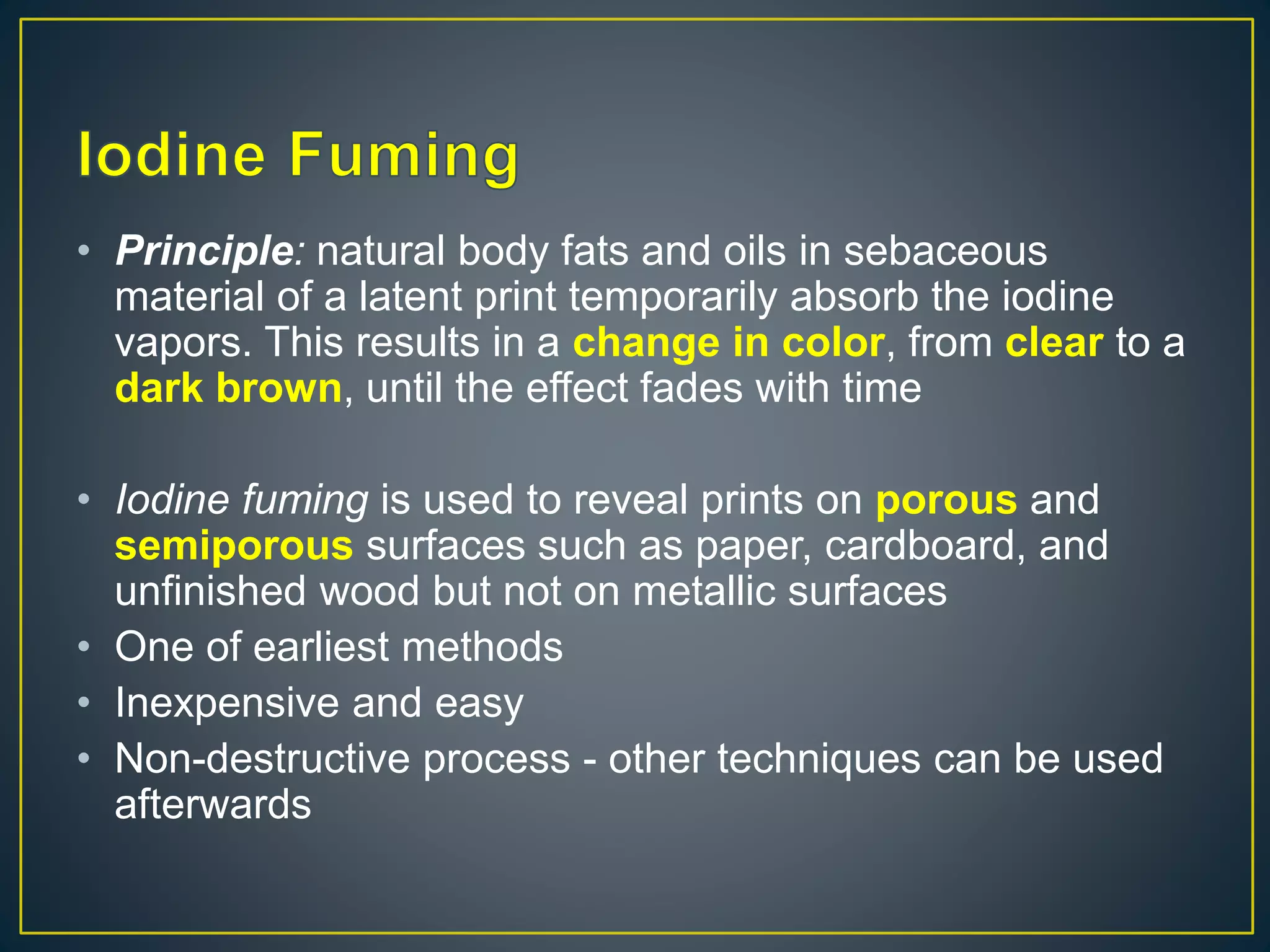 conventional methods of fingerprint development | PPTX