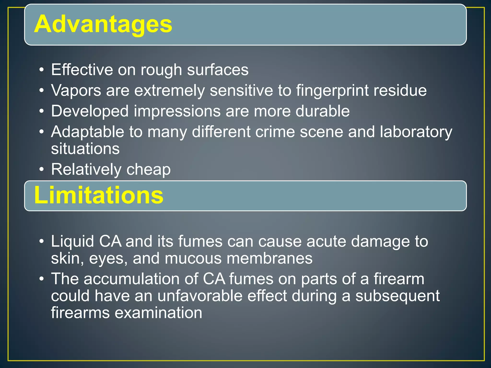 conventional methods of fingerprint development | PPTX
