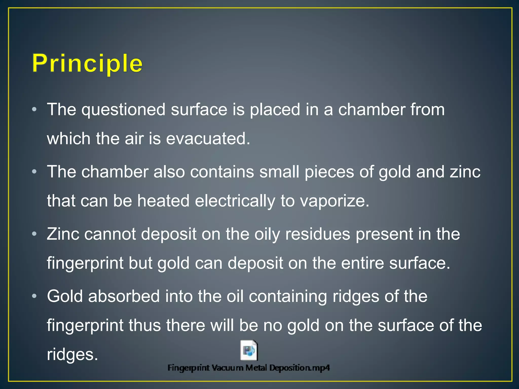 conventional methods of fingerprint development | PPTX