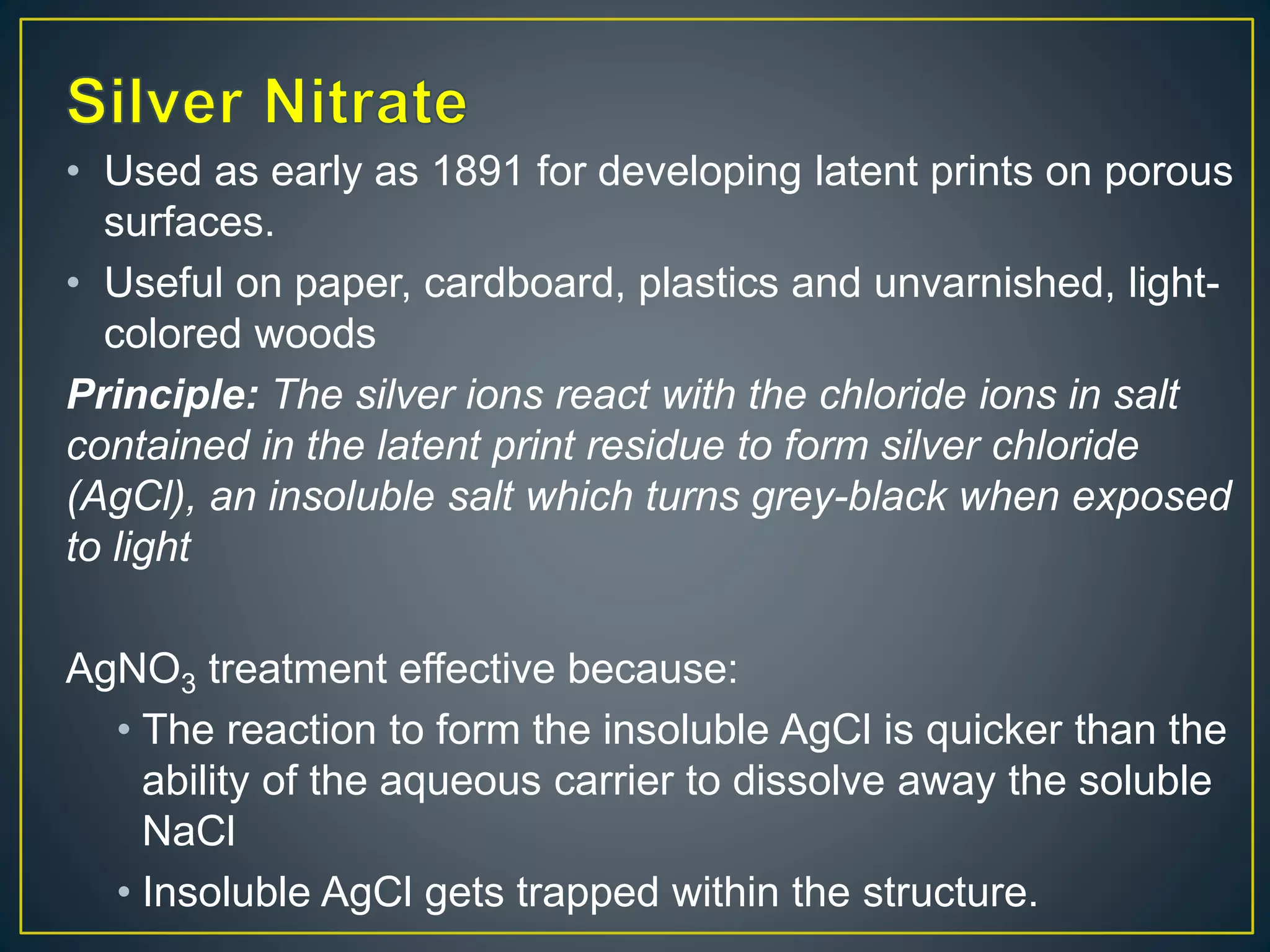 conventional methods of fingerprint development | PPTX