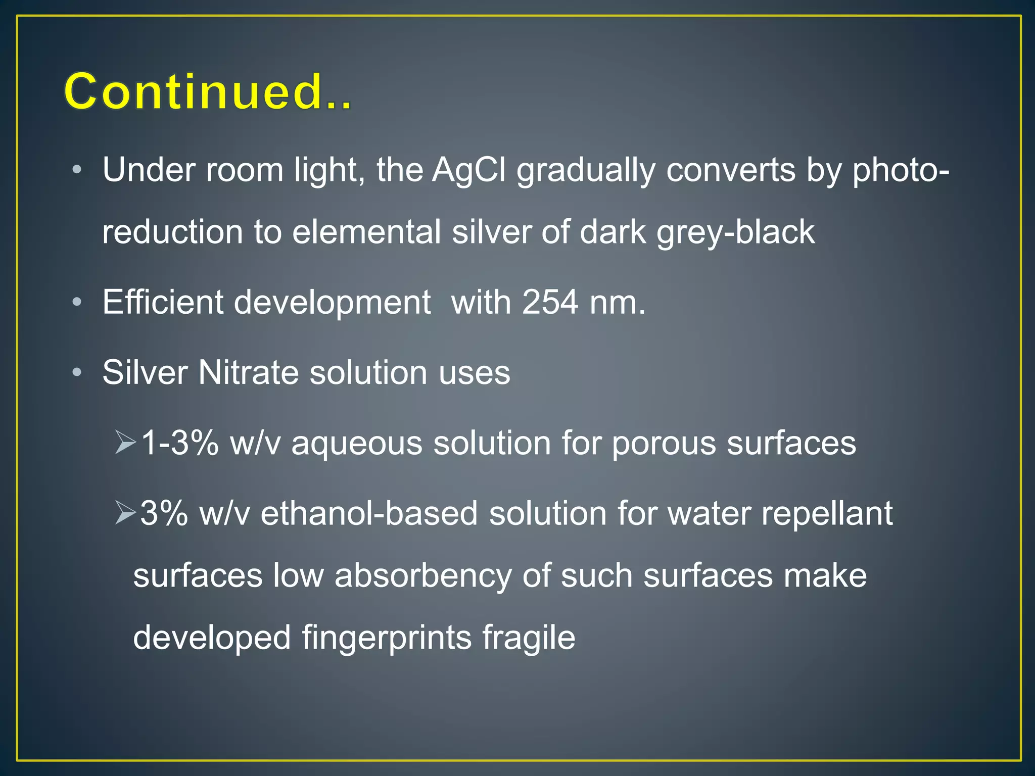 conventional methods of fingerprint development | PPTX