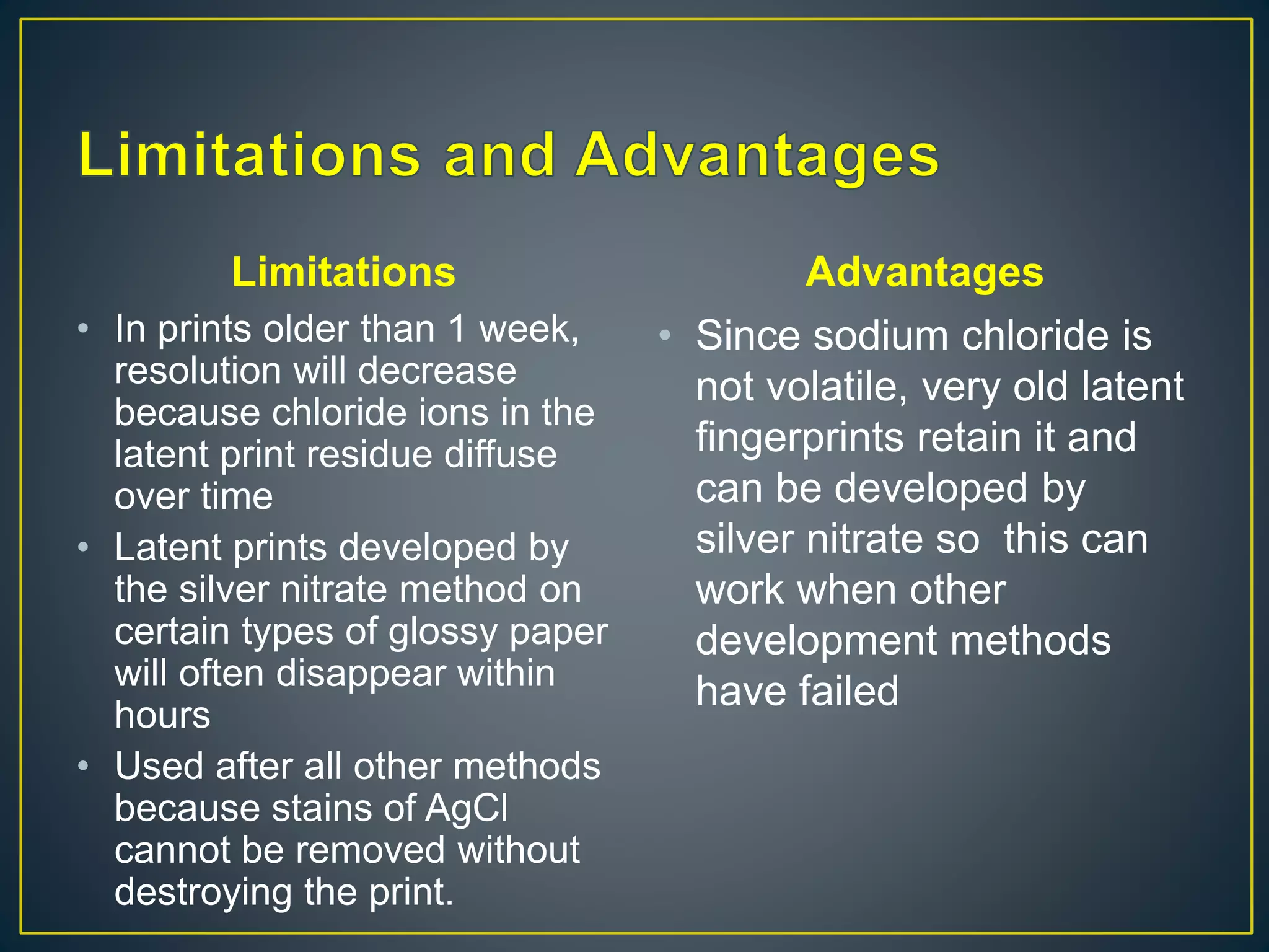 conventional methods of fingerprint development | PPTX