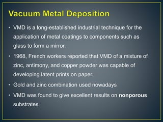 conventional methods of fingerprint development | PPTX
