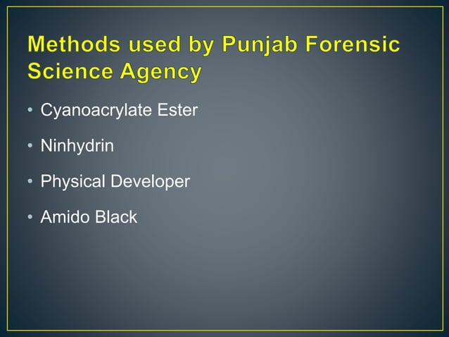 conventional methods of fingerprint development | PPTX