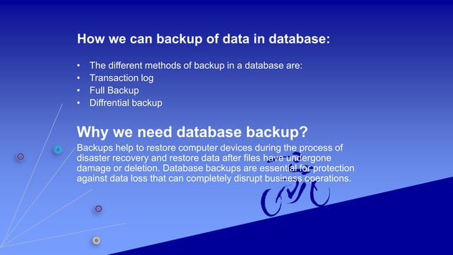 database backup and recovery | PPTX | Databases | Computer Software and ...