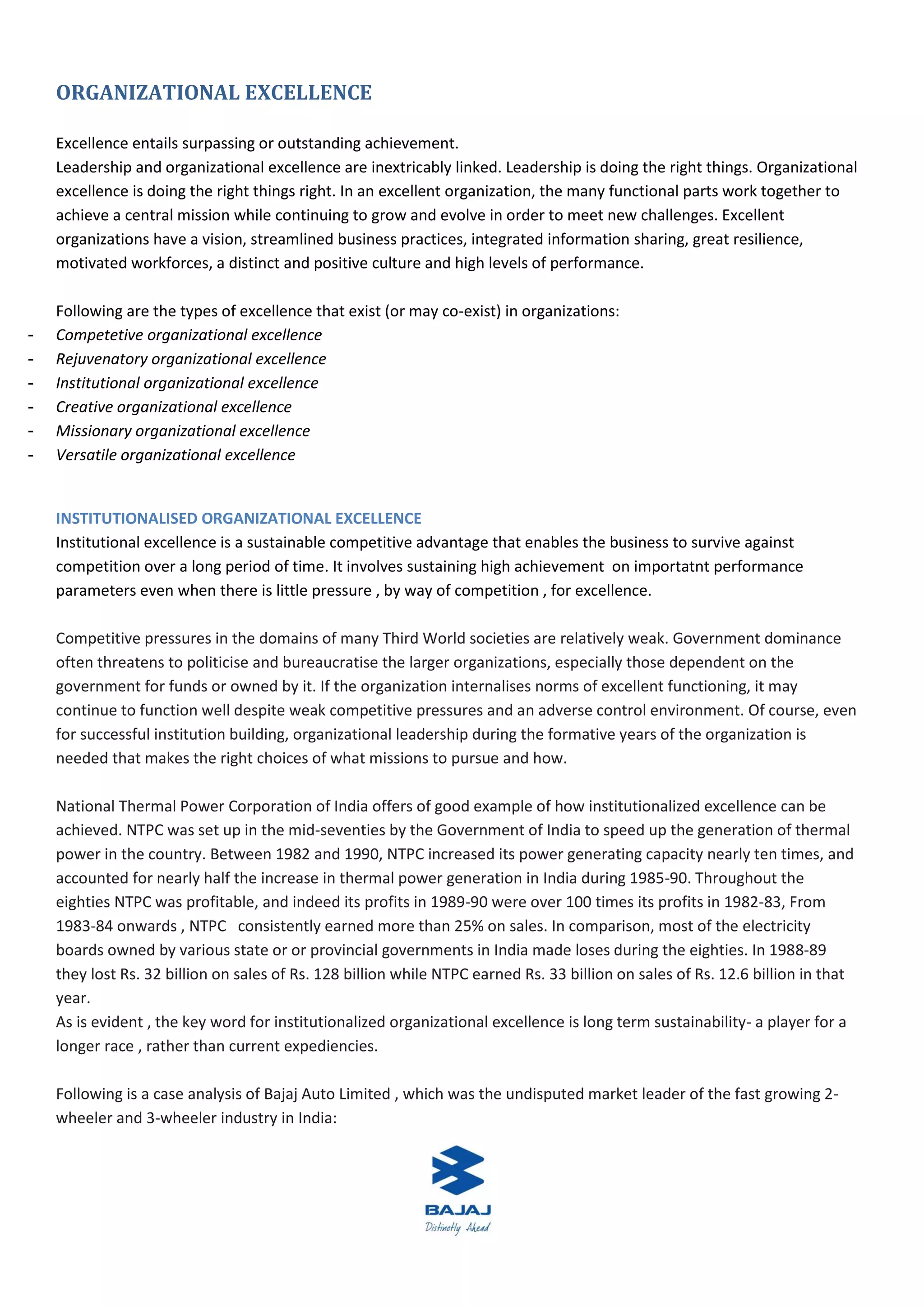 Organisational Excellence | PDF