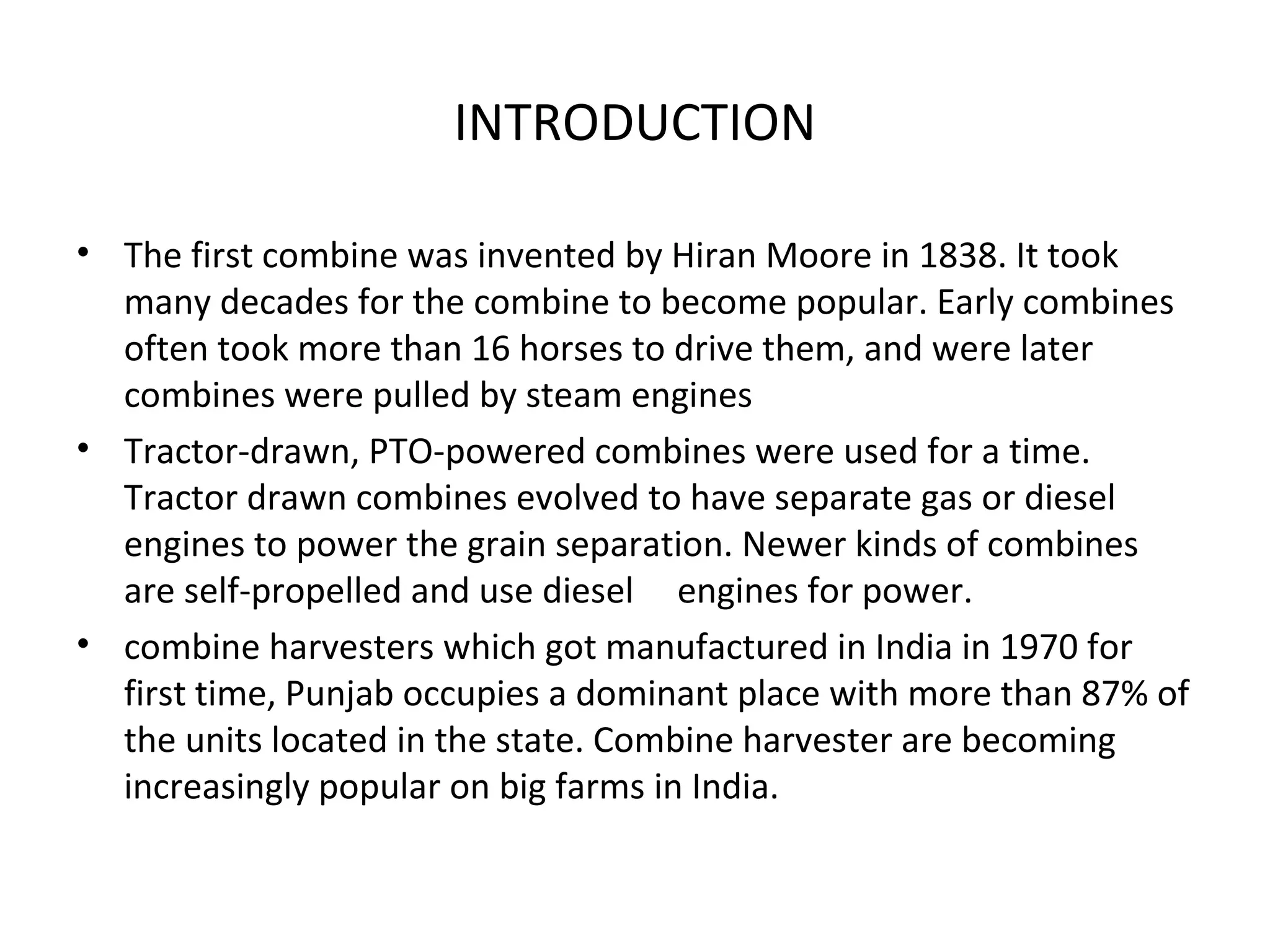Present Status of Combine Harvester In India | PPT