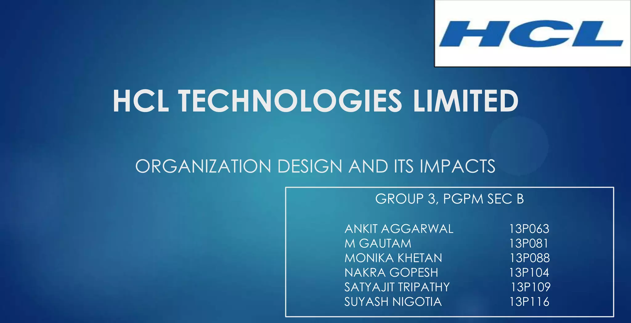 Organizational Design - HCL Technologies | PPTX