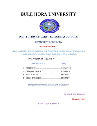 INVESTIGATION ON GEOLOGY AND INDUSTRIAL MINERAL CHARACTERIZATION AT ...