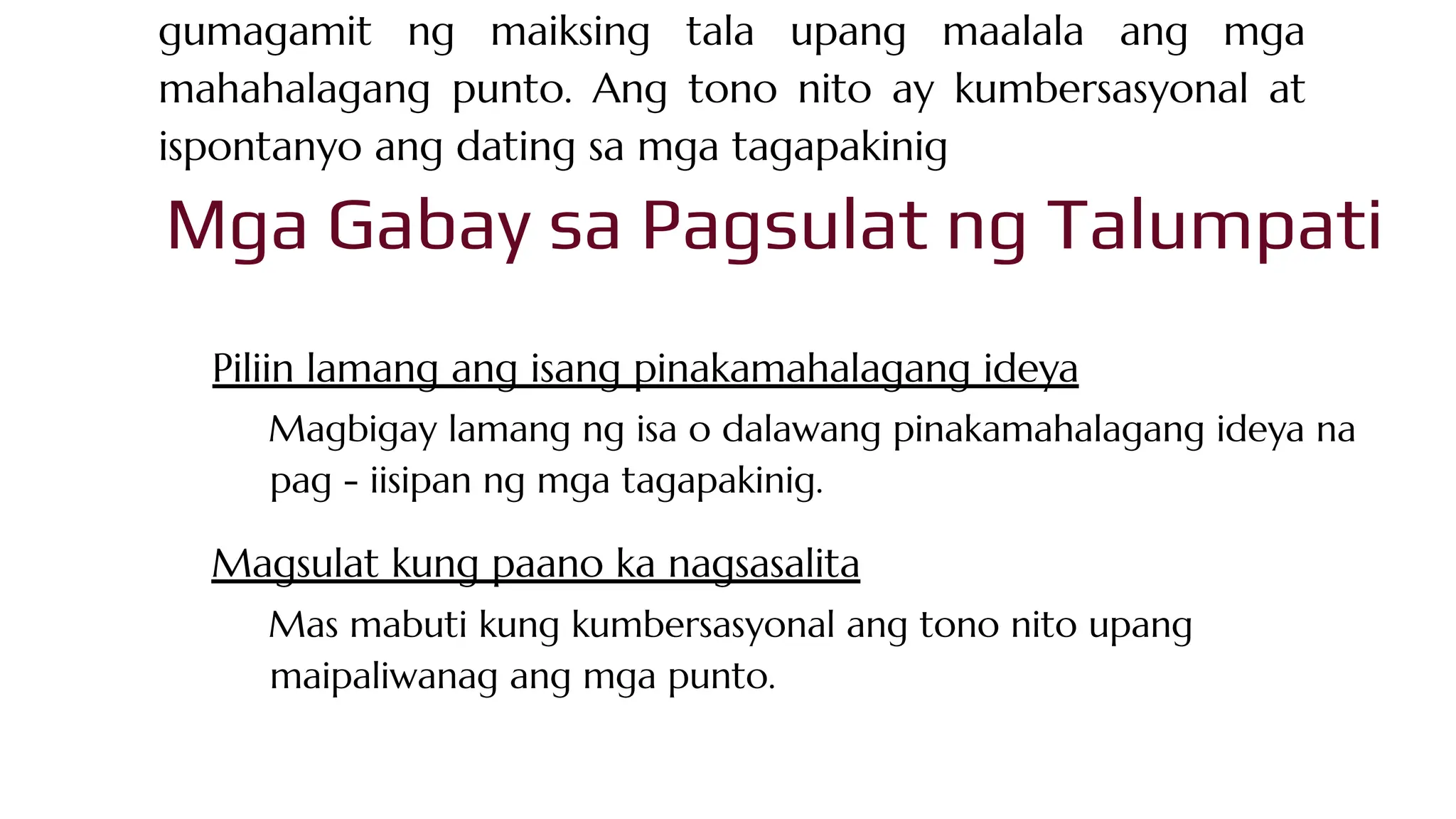 Filipino sa Piling Larangan (Akademik)- TALUMPATI | PDF