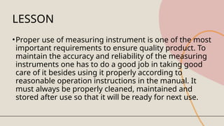THE IMPORTANCE OF MEASURING INSTRUMENTS MAINTENANCE | PPTX