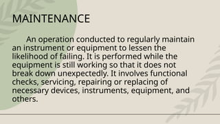 THE IMPORTANCE OF MEASURING INSTRUMENTS MAINTENANCE | PPTX