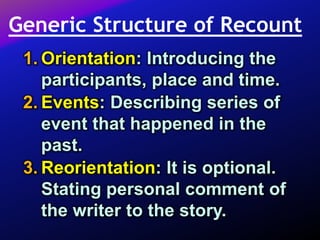 Recount - Narrative | PPTX