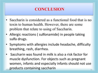 Saccharin Side Effects Of Use