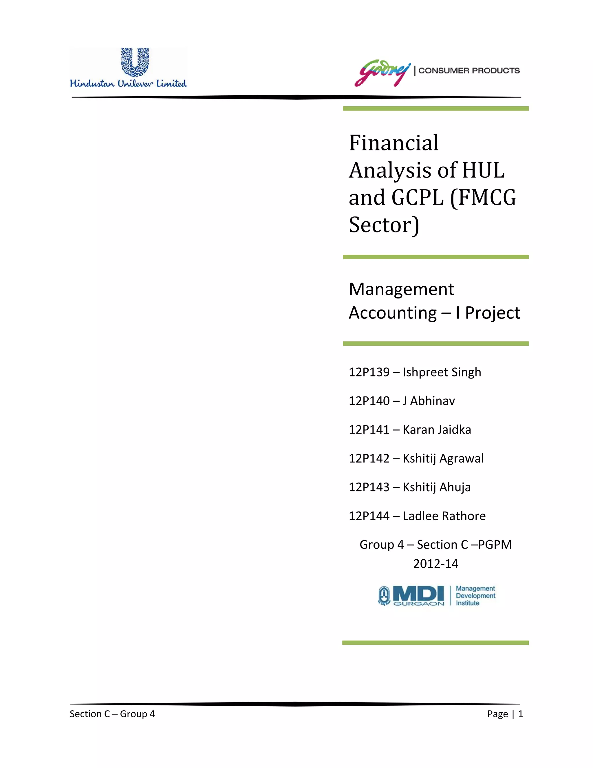 Financial Analysis of HUL and GCPL | PDF | Business Accounting ...