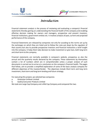 Financial Analysis of HUL and GCPL | PDF