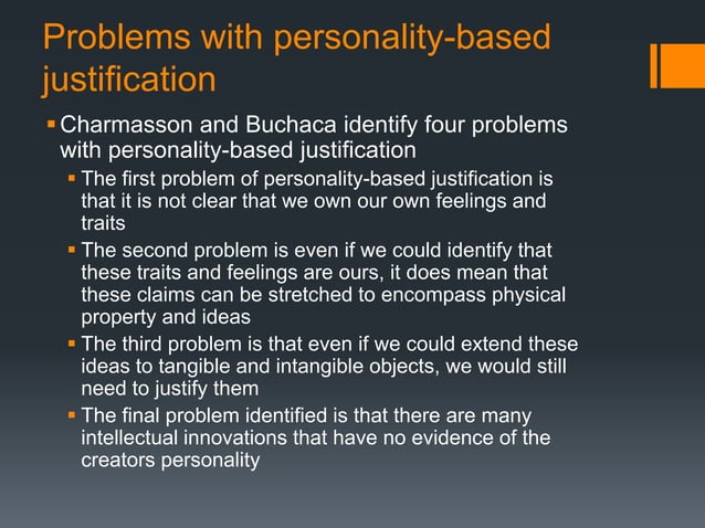 Personality-Based Justifications of Intellectual Property | PPT